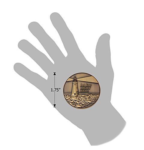 Let Your Light Shine Christian Challenge Coin, Pass Along Pocket Token of Encouragement, Handout for Bible Study, Antique Gold Plated Matthew 5:16 Gift