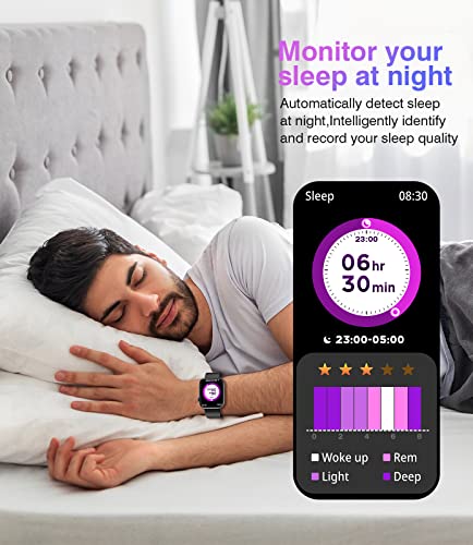 Smart Watch with Bluetooth Call Answer/Dail for Men Women,1.9'' HD Full Touch Screen Fitness Tracker, Smartwatch with Heart Rate Blood Oxygen Blood Pressure Sleep Monitor for Android and iPhone Black