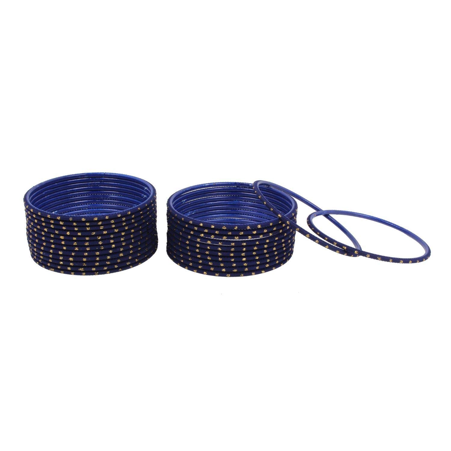 Efulgenz Indian Bangles Set Indian Bangles for Women Bollywood Plain Metal Bangles Bracelet Blue Bangles Indian Costume Jewelry for Women