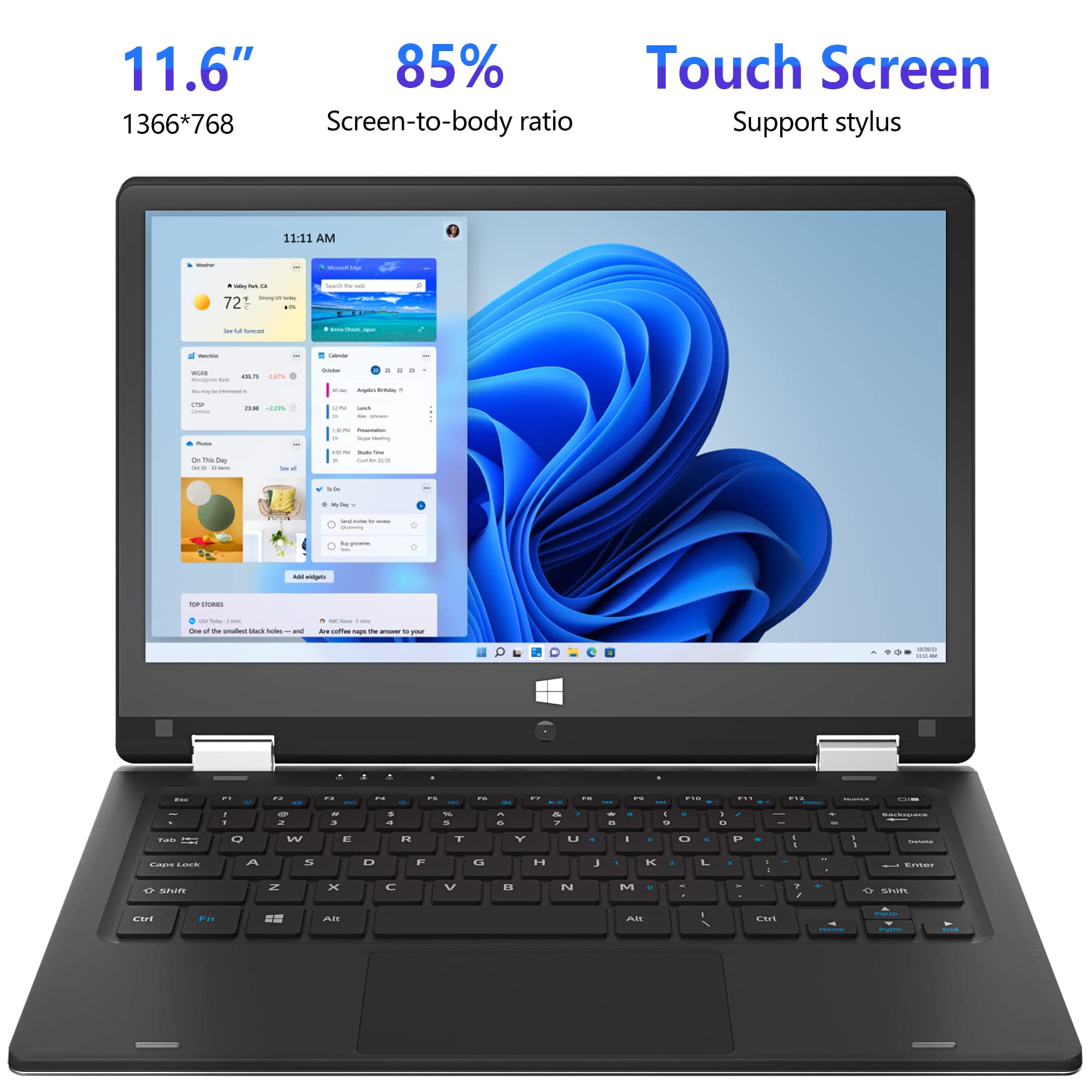 jumper 2 in 1 Laptop 11.6 Inch Flip Touch Screen HD Display,Intel Celeron N4000 Windows 11 Laptops Computer,4GB DDR4 128GB Emmc,Supports 1TB SSD Espandsion