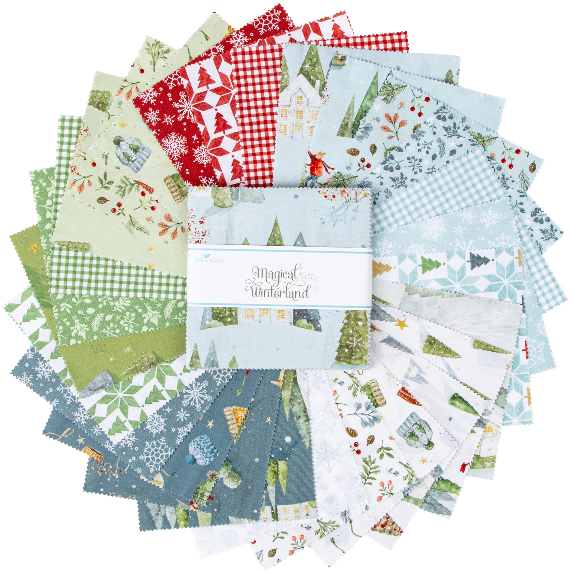 Magical Winterland Riley Blake 5-inch Stacker, 42 Precut Fabric Quilt Squares by Lisa Audit, Assorted