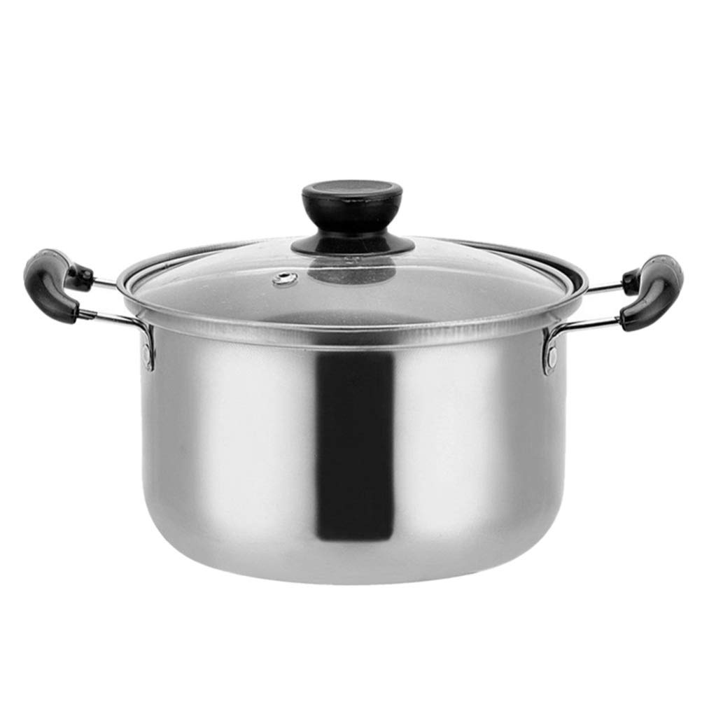 Hemoton Cooking Soup Pot Stew Pan Stainless Steel Pot with Lid Soup Pot Pasta Cooking Pot Sauce Pot Double Handle Household Cookware for Home Kitchen 16cm Chinese Steamer Pot Noodles Pot