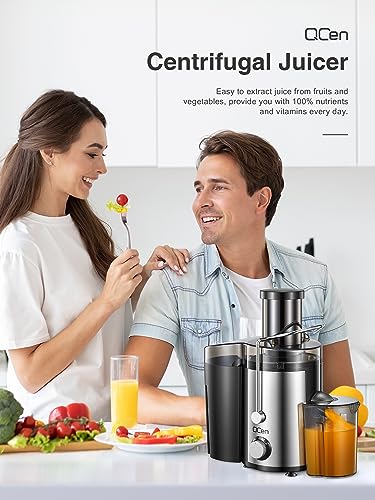 Juicer Machine, 800W Centrifugal Juicer Extractor with Wide Mouth 3β Feed Chute for Fruit Vegetable, Easy to Clean, Stainless Steel, BPA-free (Black)