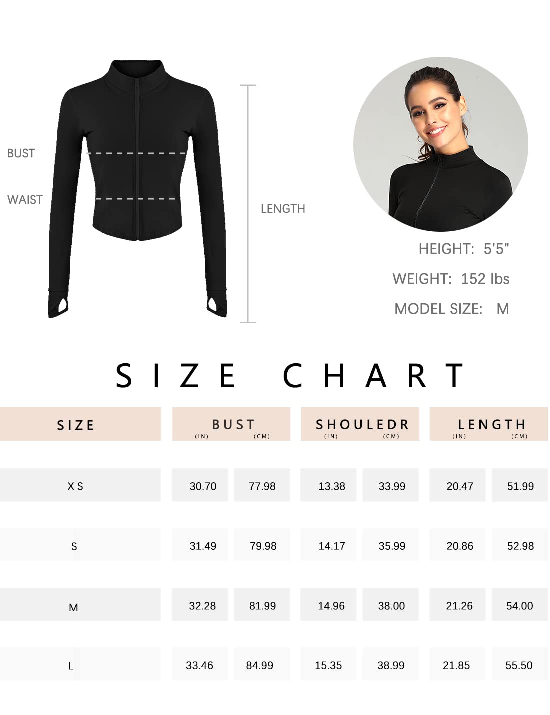 Gacaky Women's Athletic Jacket Lightweight Full Zip Up Yoga Jacket Cropped Workout Slim Fit Tops with Thumb Holes Black S