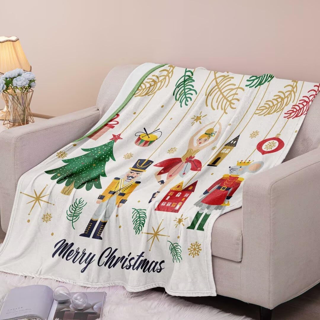 Nutcracker Christmas Throw Blanket Soldier Christmas Blankets for Kids Boys Girls,Ballet Nutcracker Christmas Soft Blanket for Bed Couch Sofa, Christmas Bedroom Decor, 40x50’’