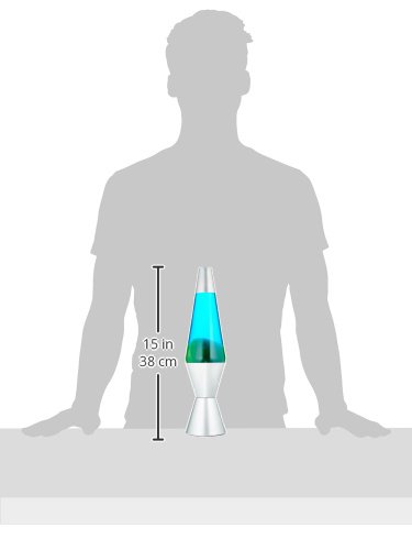 Lava Lite 2124 the Original 14.5-Inch Silver Base Lamp with Yellow Wax in Blue Liquid