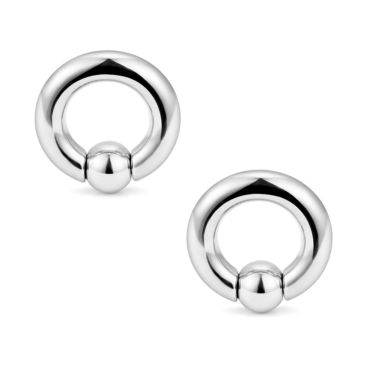 Ftovosyo PA Ring Captive Bead Rings Spring Action BCR Ball Rings 6G 316L Surgical Steel Pierced Body Jewelry for Women 2PCS 12mm