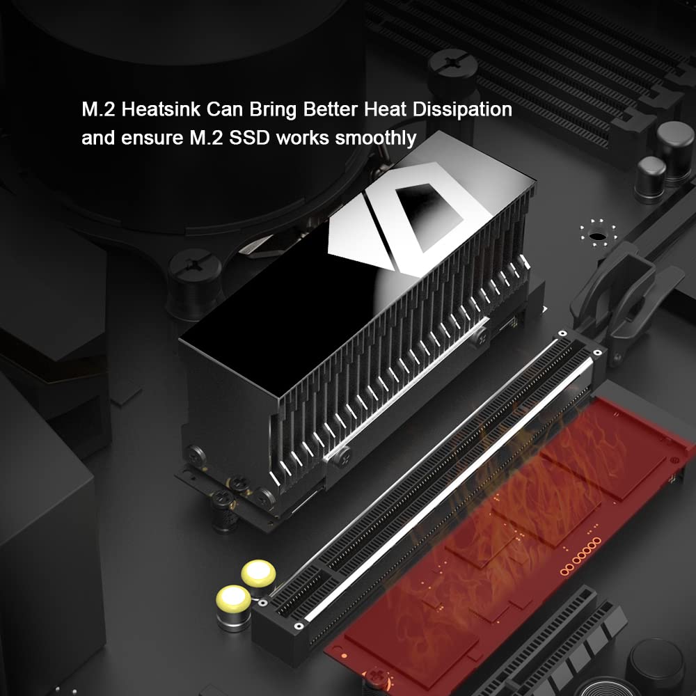ID-COOLING M.2 2280 SSD Heatsink for M.2 SSD Hard Disk Aluminum Heat Sink for PC M.2 SSD Thermal Silicone Pad Included, Only for Single Sided 2280 Modules