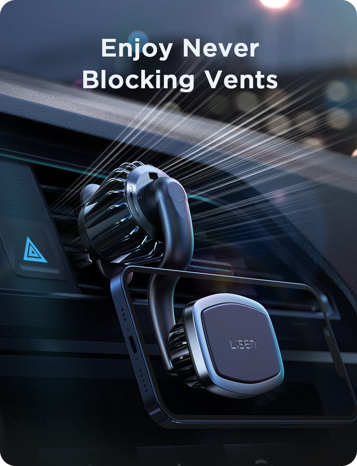 LISEN 3in1 Magnetic Phone Holder for Car [Easily Install]