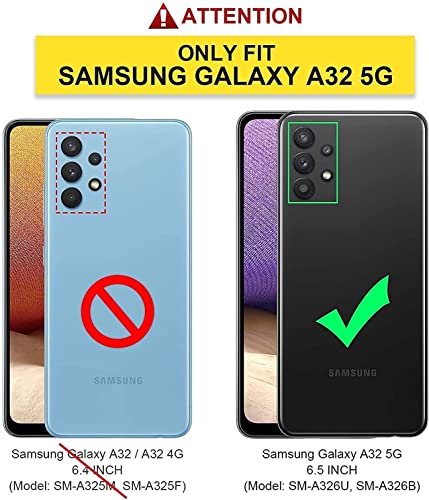 LeYi for Samsung Galaxy A32 5G Case: A32 5G Case with Slide Camera Cover + [2 Packs] Tempered Glass Screen Protector, 360 Full Body Military-Grade Case with Kickstand for A32 5G[Not Fit 4G], Black