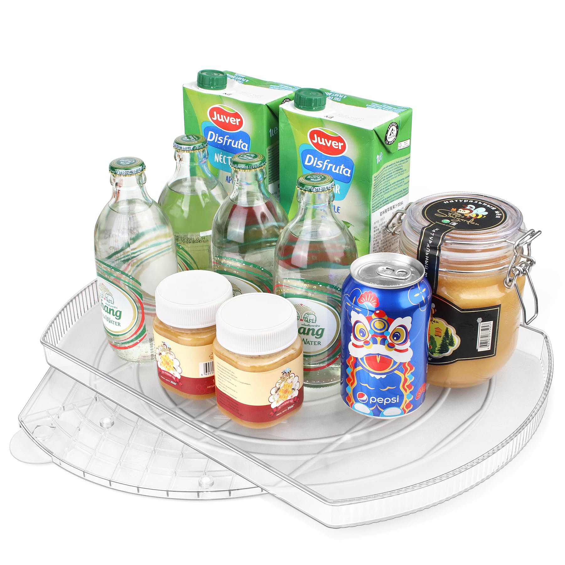FIRJOY Lazy Susan Turntable for Refrigerator, Square Turntable Organizer for Fridge Cabinet, Pantry, Countertop | 16.5" x 11.1" (Rectangle 2 Pack - Clear)