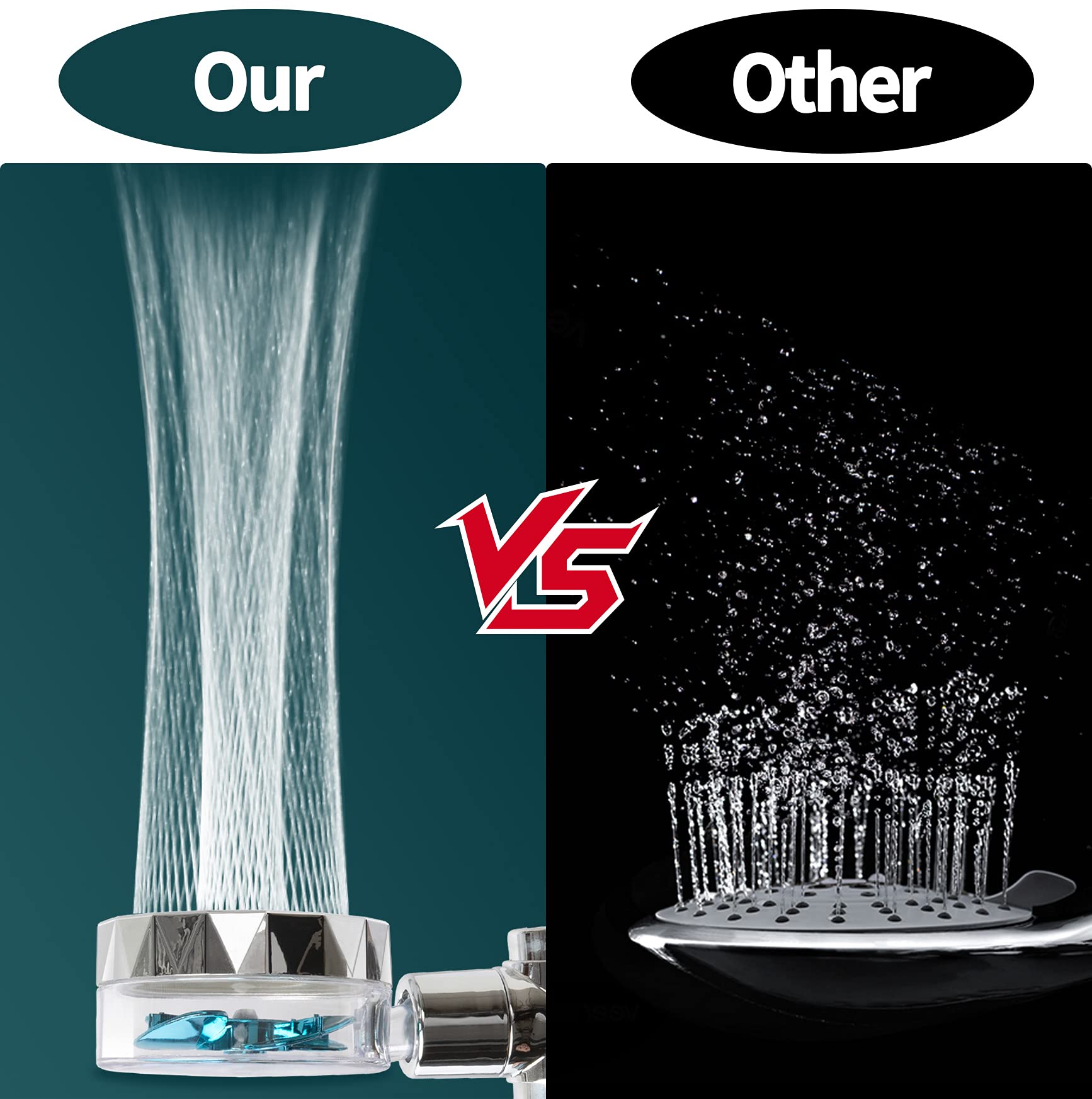 High pressure shower head kit with 3 filters, shower hose, Shower Head Holder