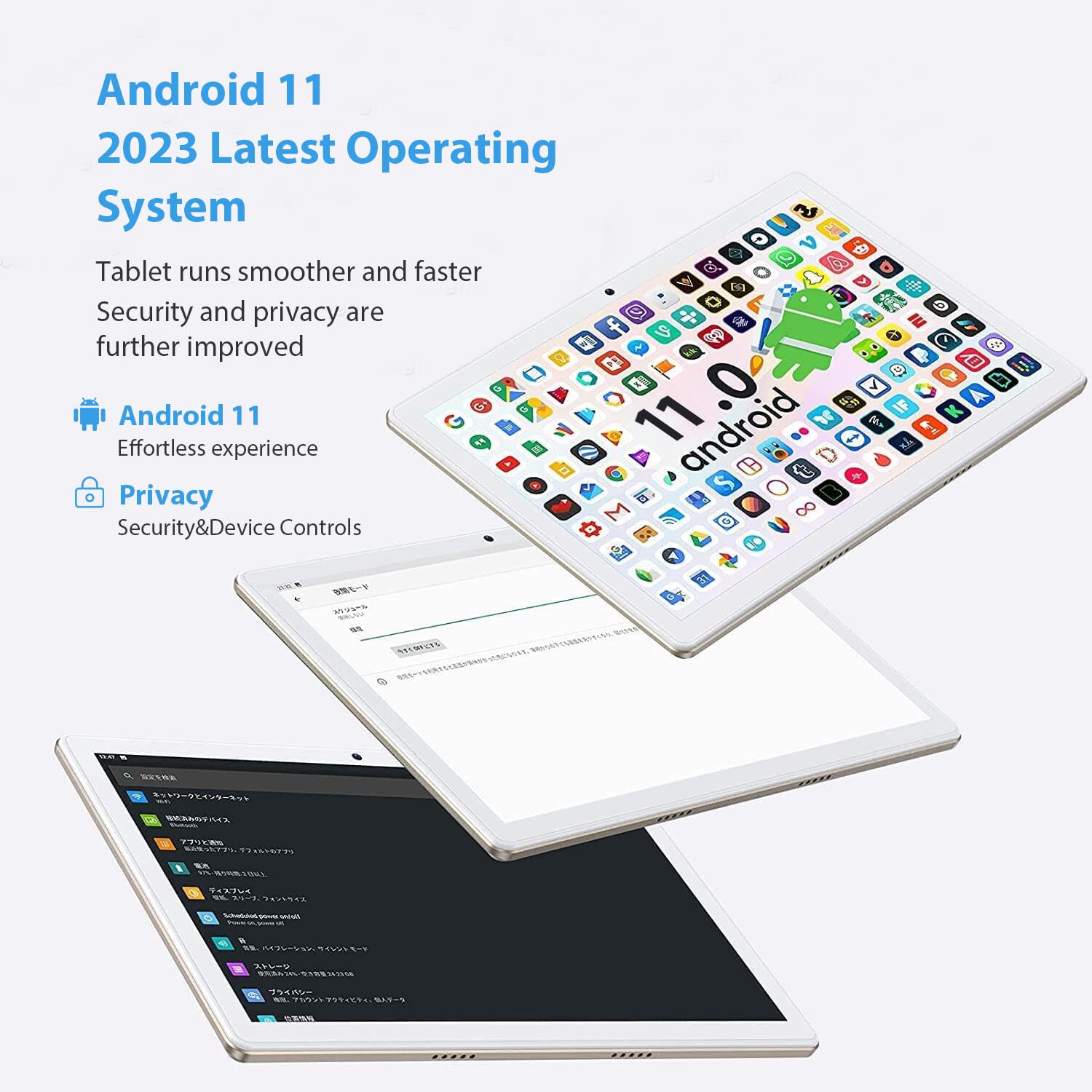 LNMBBS Android Tablet 10 Inch, 4GB RAM 64GB Storage, Android11.0, Octa-Core Processor, with Keyboard, Large Battery, Dual Camera, Wi-Fi, Bluetooth, GPS, Mouse,Tablet Cover, Tablet,Silver (T13-S)