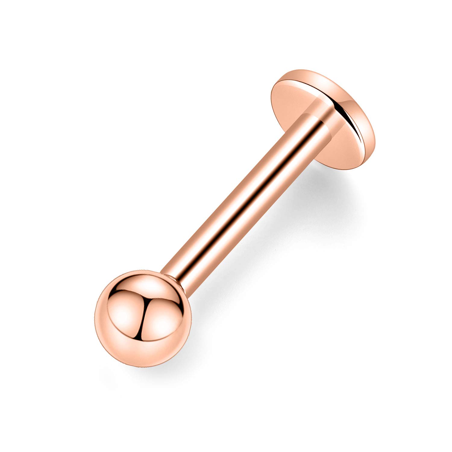 GAGABODY Labret Jewelry G23 3mm Ball 16g Lip Rings Titanium Bezel Push Back Threadless Labret Helix Cartilage Tragus Monroe 8mm Lip Studs Earring Piercing Rose Gold