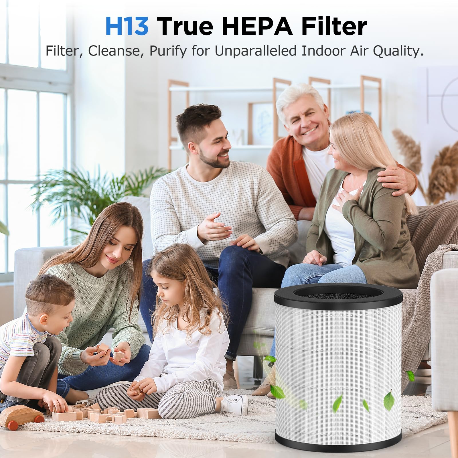MOOKA M05 Air Purifier Filter, 3-in-1 True HEPA Filter, High-Efficiency Activated Carbon Air Filter for Smoke, Odor, Dander, Pollen