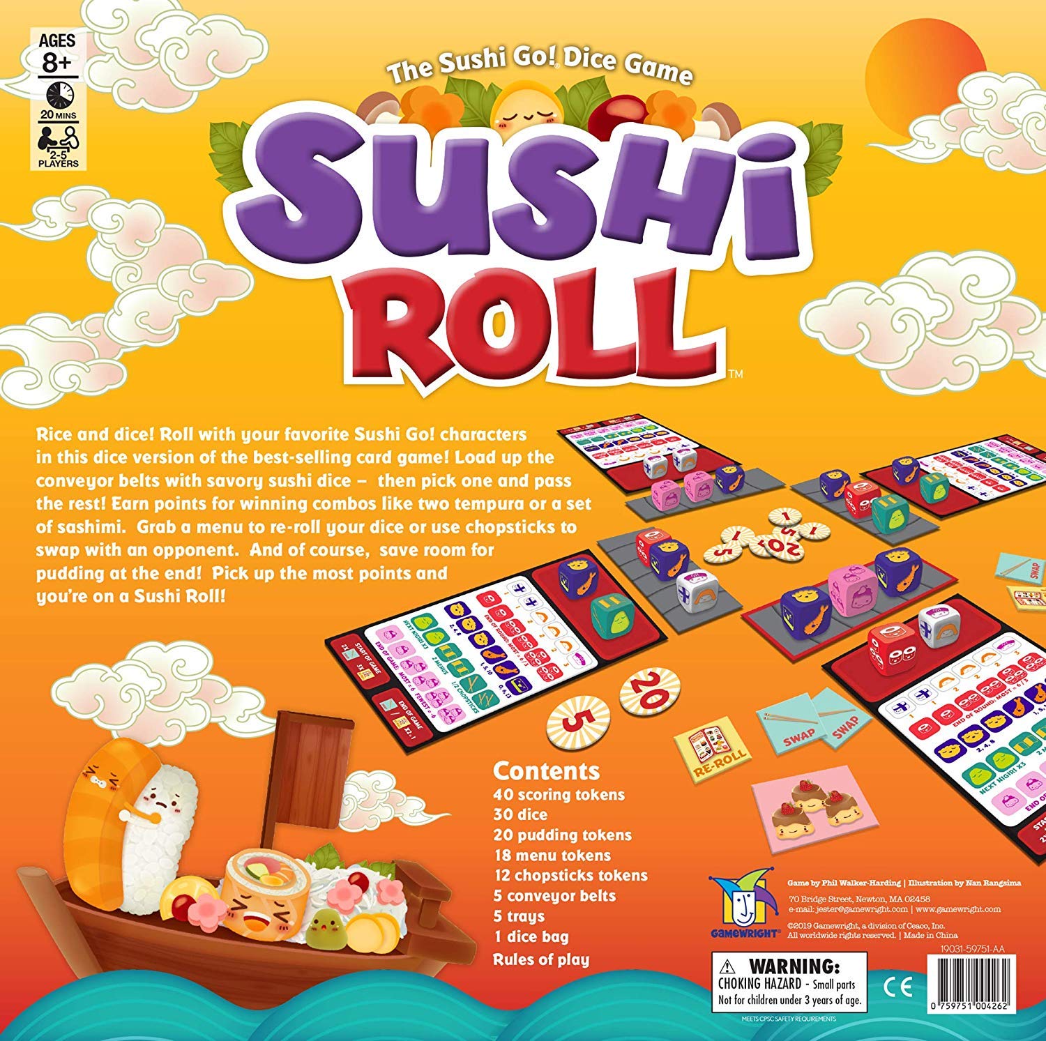 Gamewright Sushi Roll - The Sushi Go! Dice Game Multi-colored, 5"