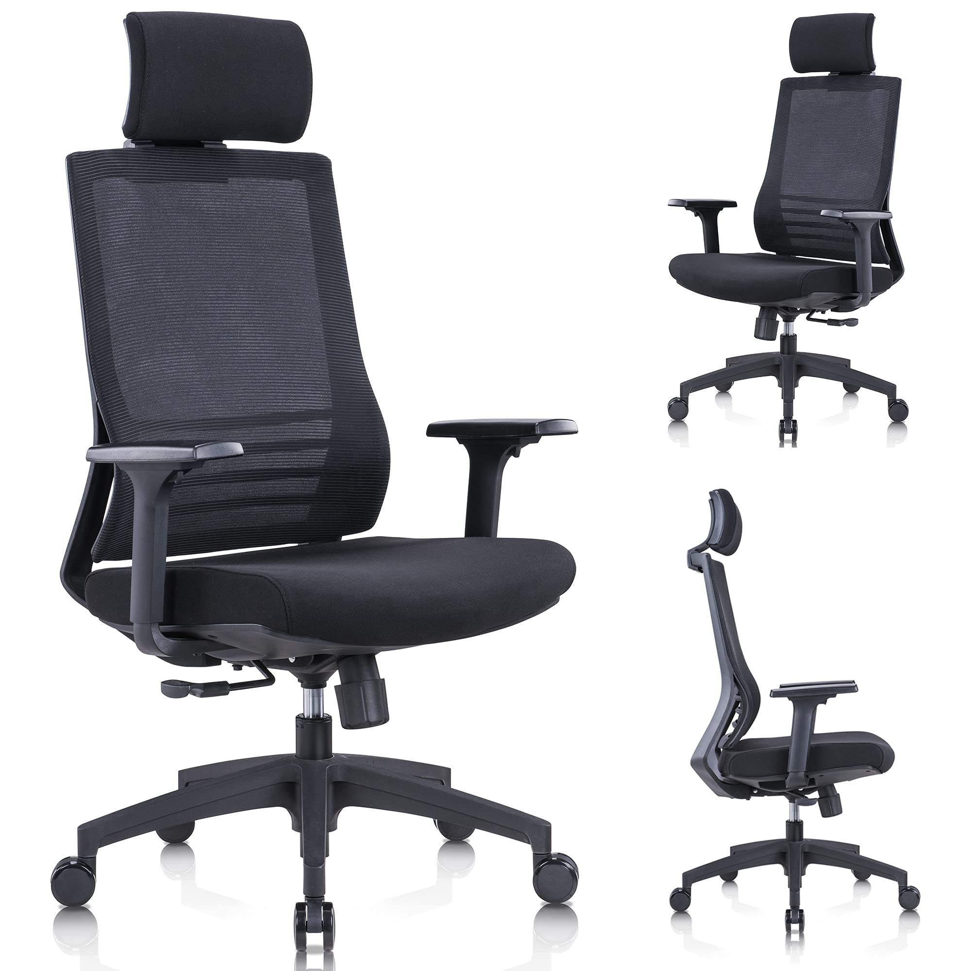Ergonomic Office Chair High Back Mesh Office Chair with 3D Armrest, Adjustable Headrest, Comfortable Back Support Computer Desk Chairs for Home Office