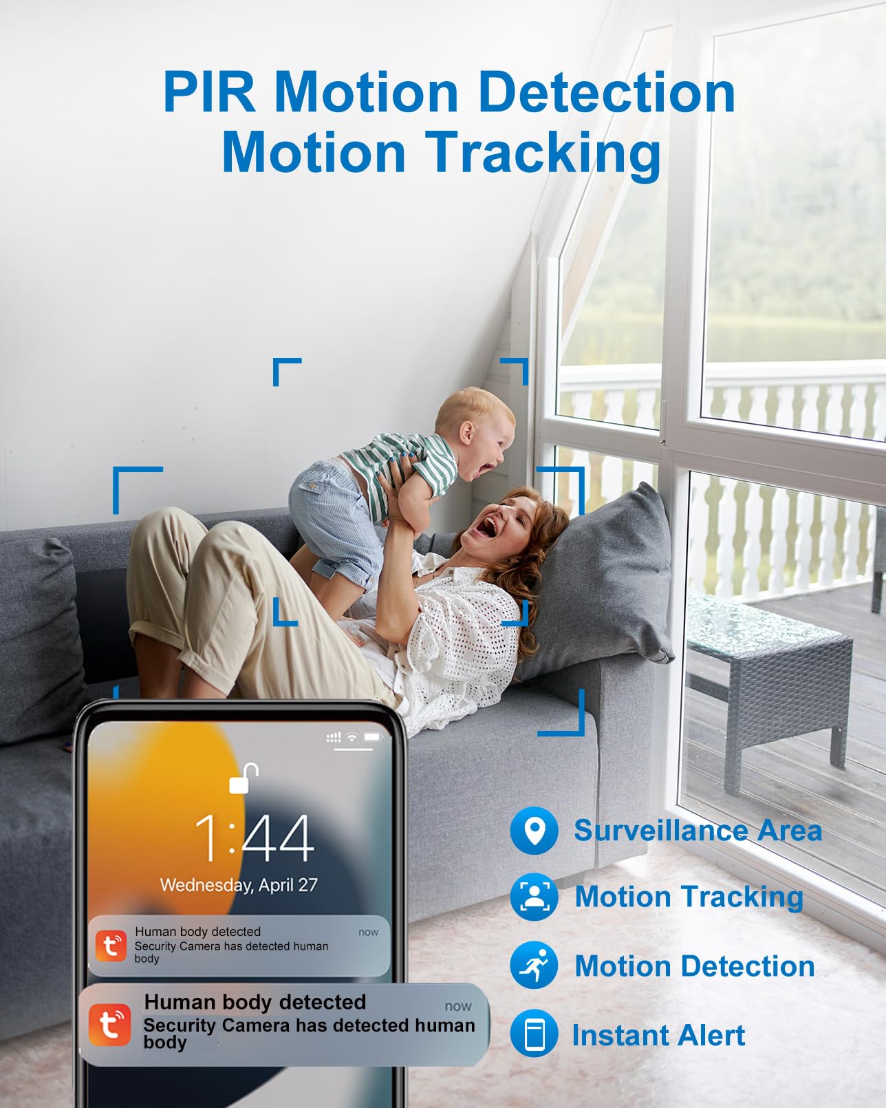 INSEETECH 4MP Wireless Indoor Security Camera, 2.4GHz WiFi for Home, Baby, Pet Monitoring. Motion Detection, Auto Tracking, 2-Way Talk, Tuya App. Ideal for Home Security. (One Kits-2.4GHz Camera)