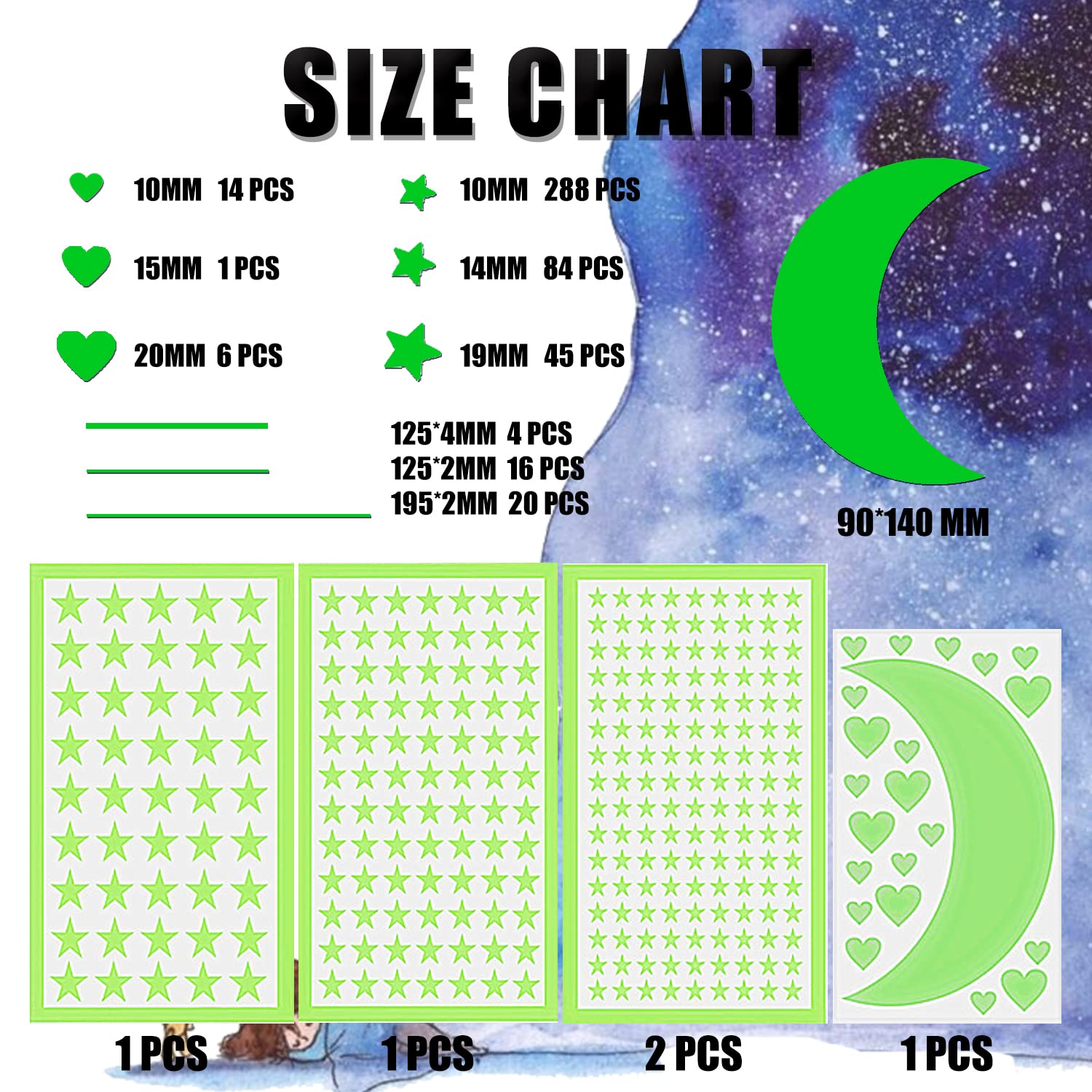 LOMIMOS 479PCS Glow in The Dark Star Stickers,Constellation Wall Decals for Ceiling Kids Nursery Bedroom Living Room