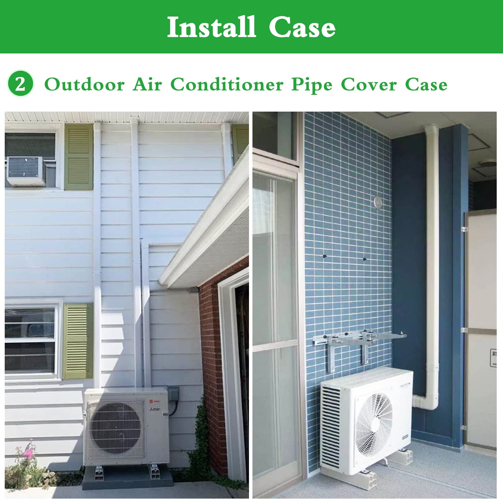 MOOITEK 5" 17Ft PVC Decorative Line Set Cover Kit for Ductless Mini Split Air Conditioners 17FT Line Set Cover for Heat Pump System and Central AC(Total Length 17Ft), White