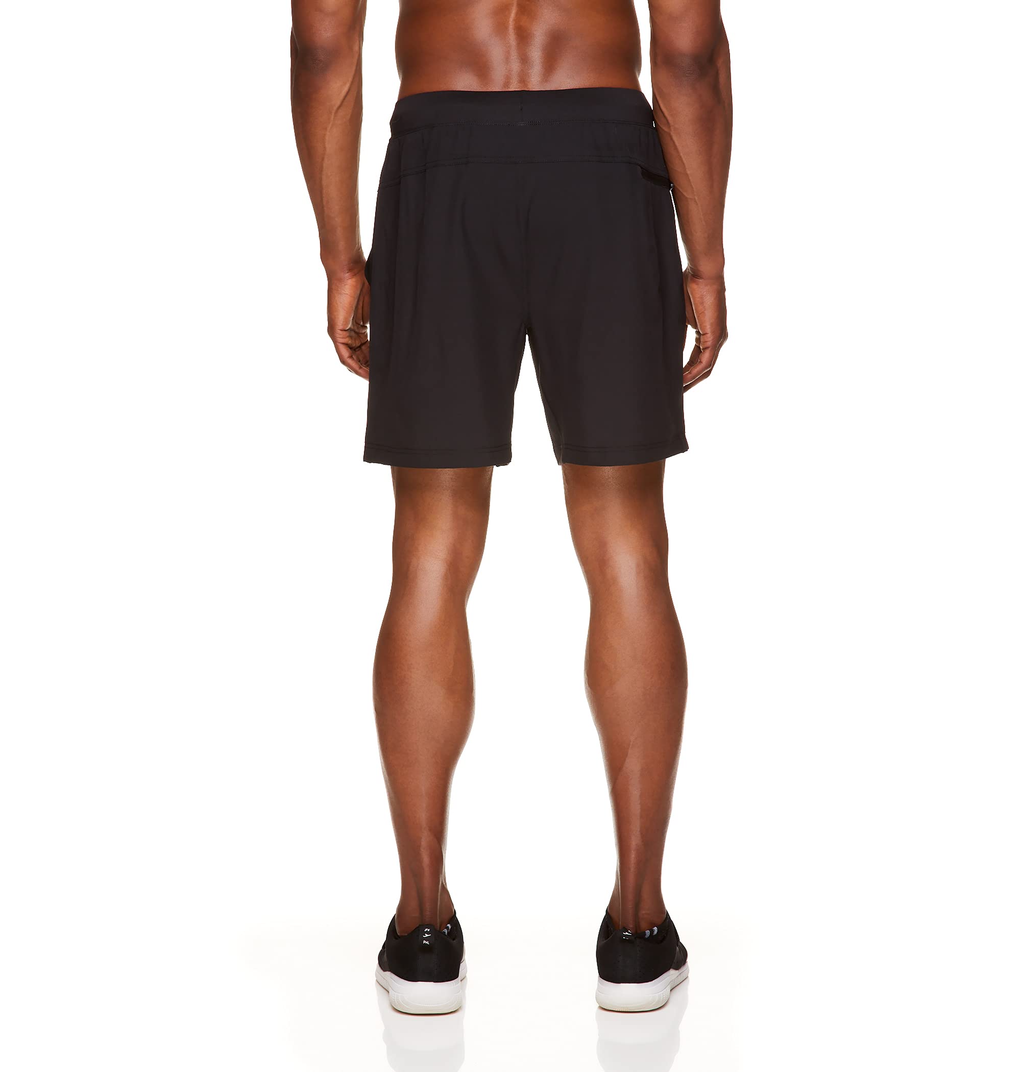 Gaiam Men's Yoga Shorts with Liner - Athletic Gym Running and Workout Shorts with Pockets - Upside Black, Small