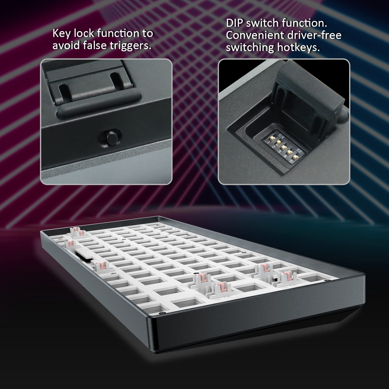 Hkfos CIY 84keys Hotswap Keyboard Kit, DIY 80% Keyboard Replaceable MX Switch 5Pin/3Pin, Aluminum Alloy Shell,Metal Positioning Plate,Sound Insulation Mat,Silicone pad(Black)