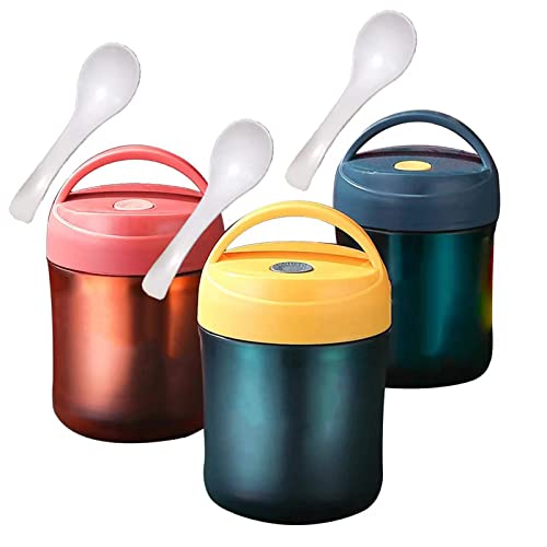 LGsilent Food Thermos 17 Ounce Stainless Steel Vacuum Insulation Lunch Container With Spoon， Insulated Food Jars for Adults and Children（red） 5.9x3.8in