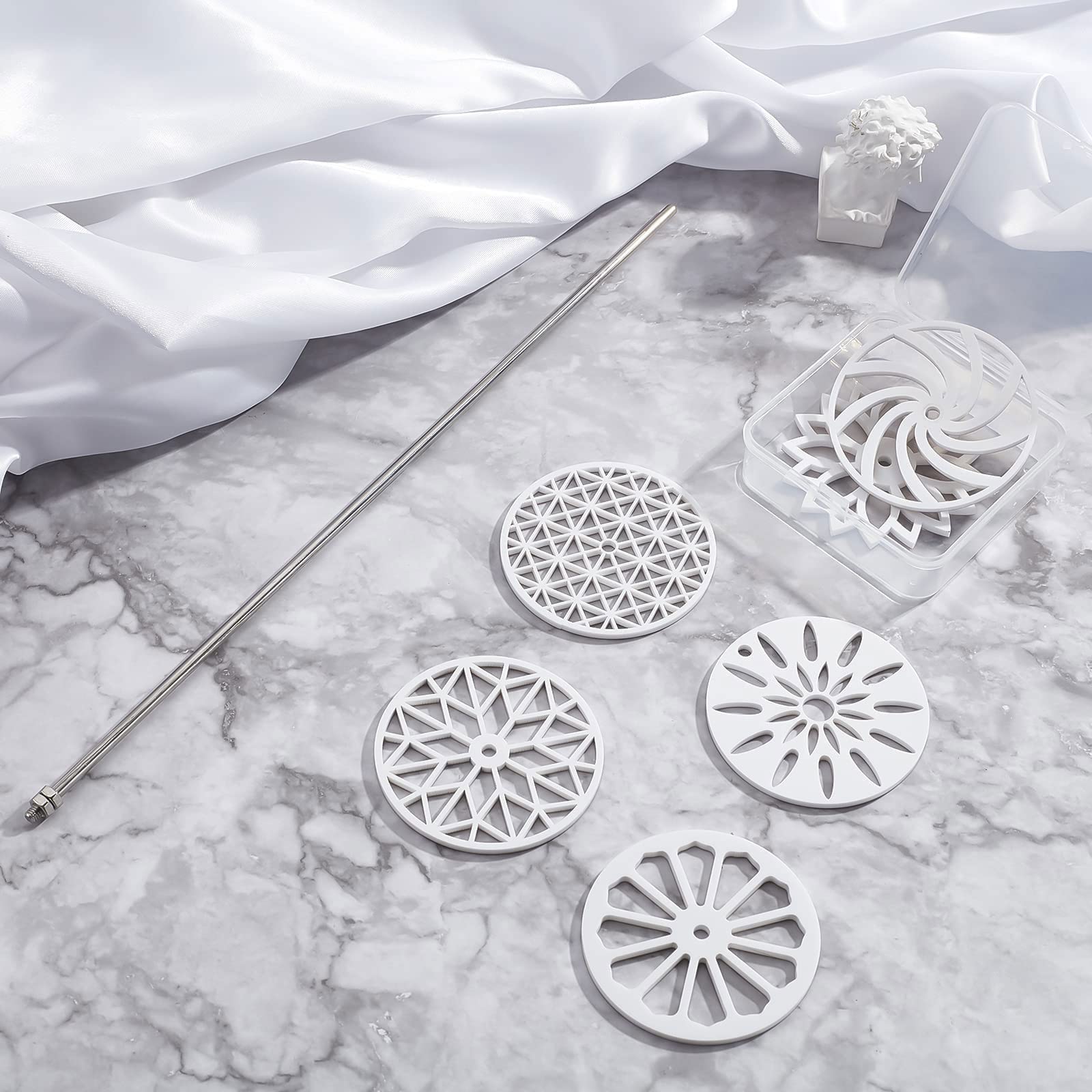 For Creative Soap Mold Tools Set Includes 6 Pcs 7cm Round Flower Templates 1 Pc Stainless Steel Rod 1 Pc Clear Storage B Soap Making Supplies Kit For Adults Kids