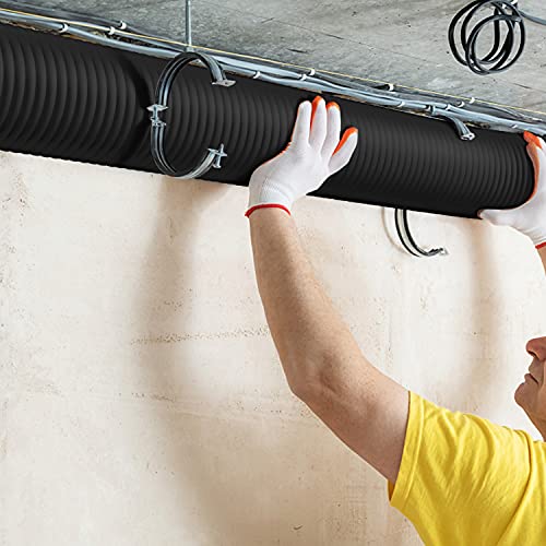 iPower Flexible 4 Inch 8 Feet Aluminum Ducting 4 Layer Protection Dryer Vent Hose for HVAC Heating Cooling Ventilation and Exhaust, 2 Clamps Included, Black