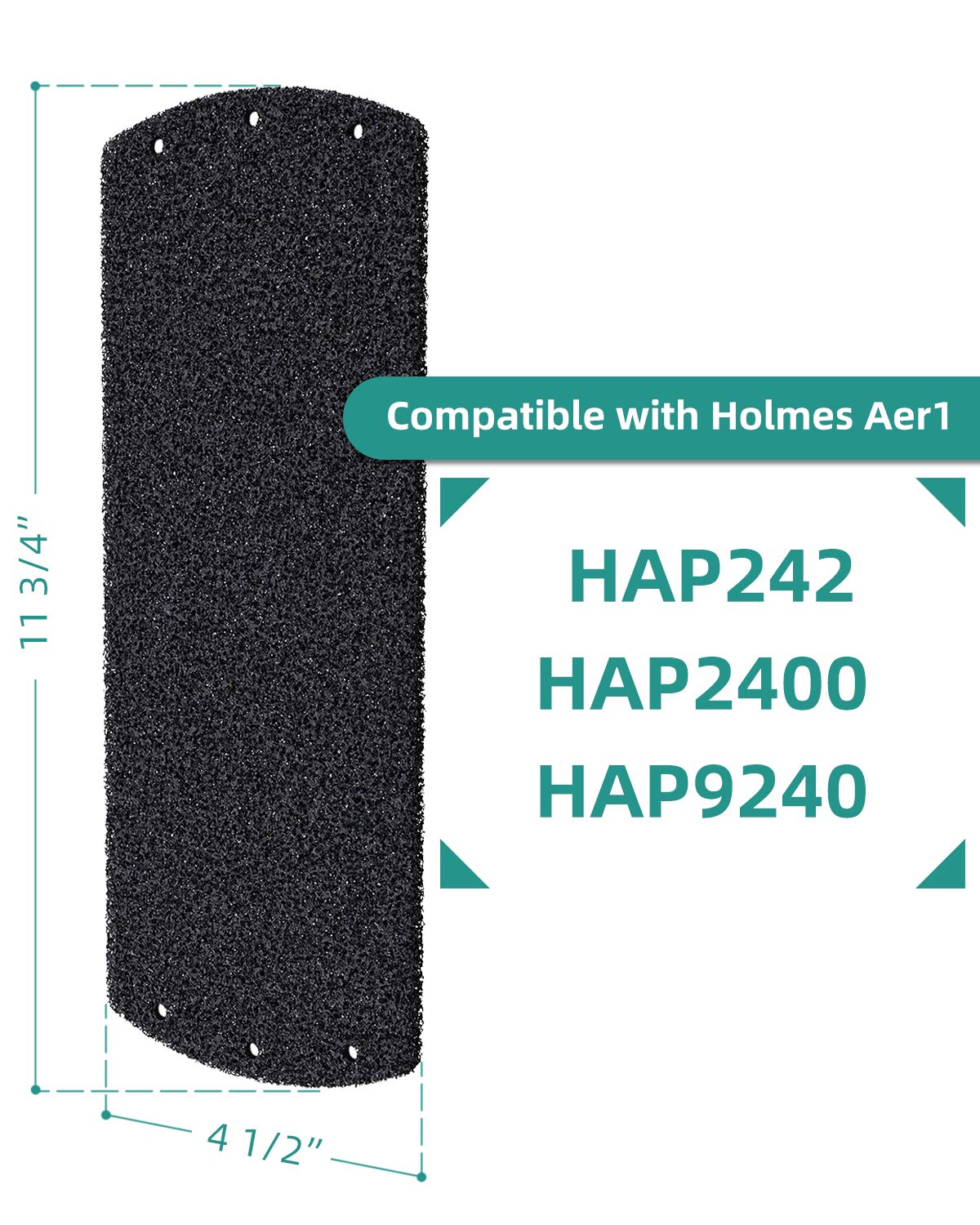 Fil-fresh Pre-Cut Carbon Filter Replacement Compatible with Holmes AER1 HAPF30AT, HAP242-NUC, HAP2400, HAP9240, 6 Packs
