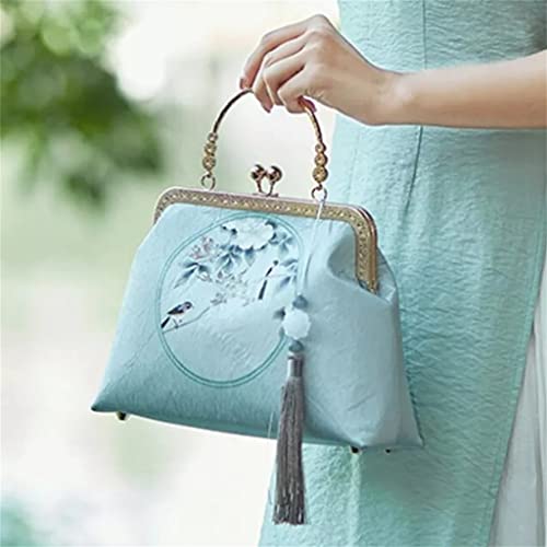 GPPZM Women's embroidered retro handbag Chinese evening dress bag with tassels