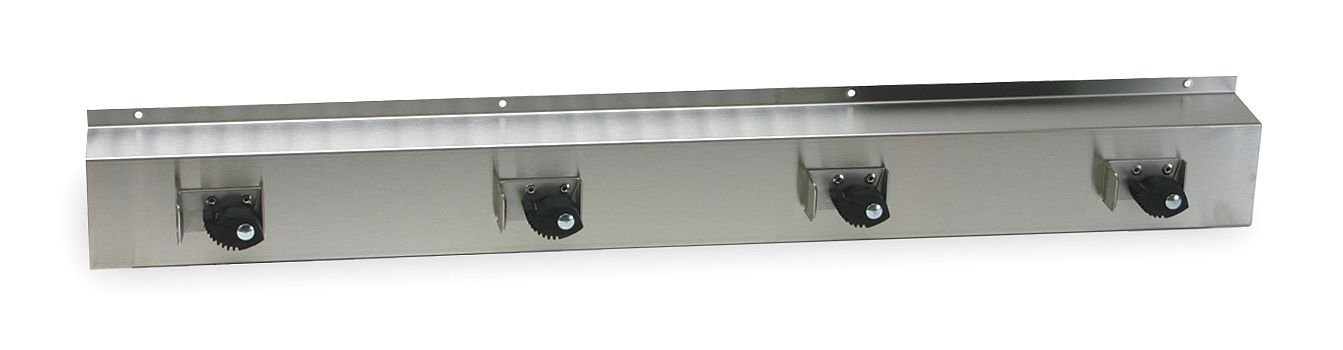 Mop and Broom Rack, Silver, StainlessSteel