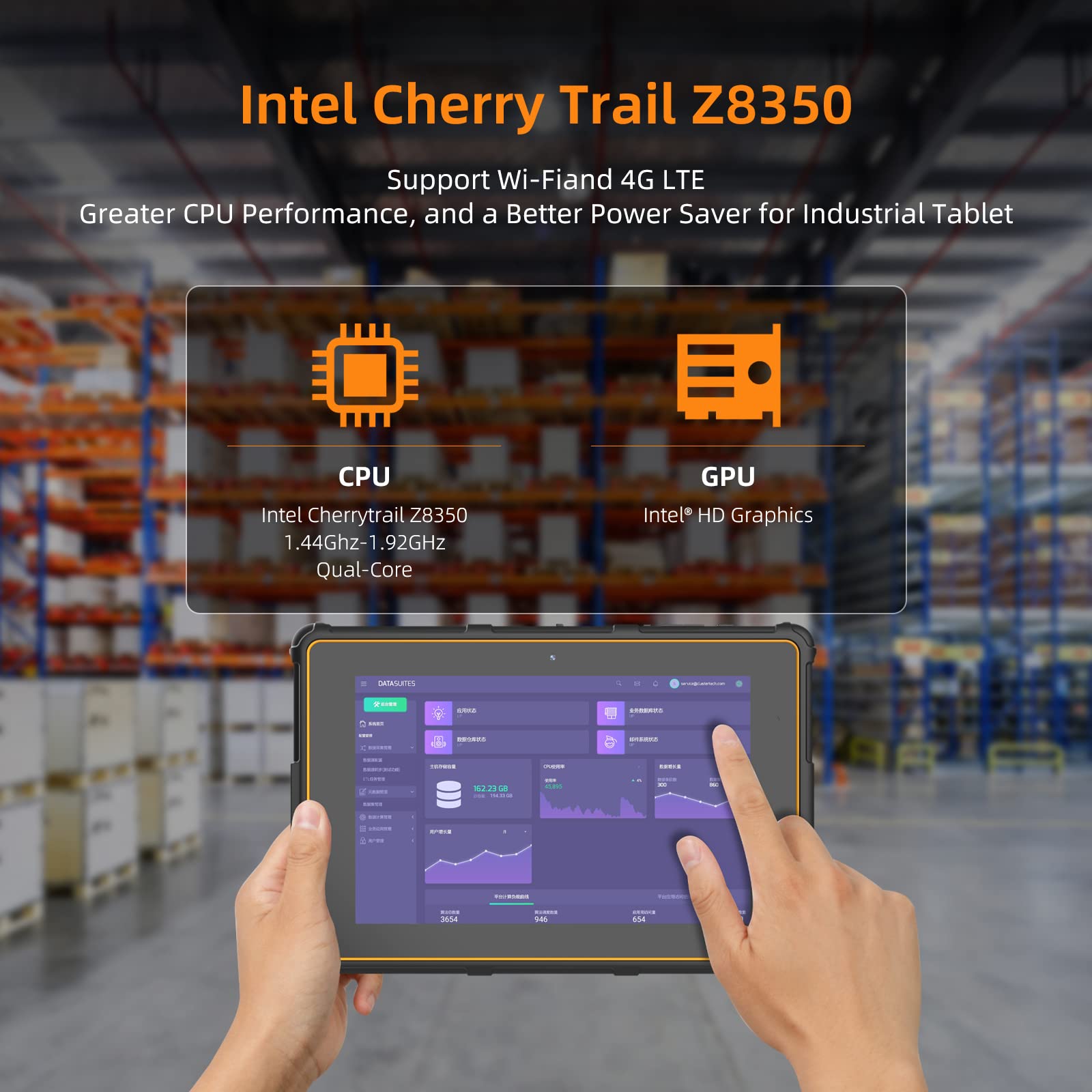 HIGOLEPC 8 Inch Rugged Tablet Windows 10 Pro,Intel Quad-Core 4GB RAM/64 GB ROM,IP67 Waterproof,8000mAh/3.7V Battery,BT 4.2,Dual Wi-Fi for Enterprise Work Field
