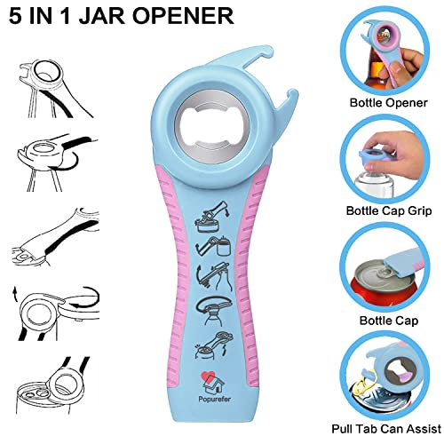 Jar Opener for Weak Hands, Jar Opener for Seniors with Arthritis Multi-Function, Non Slip Rubber Jar Opener Gripper Pad Lid Twist Gripper, Jar Bottle Lid Can Opener Kit for Low Strength, Elderly