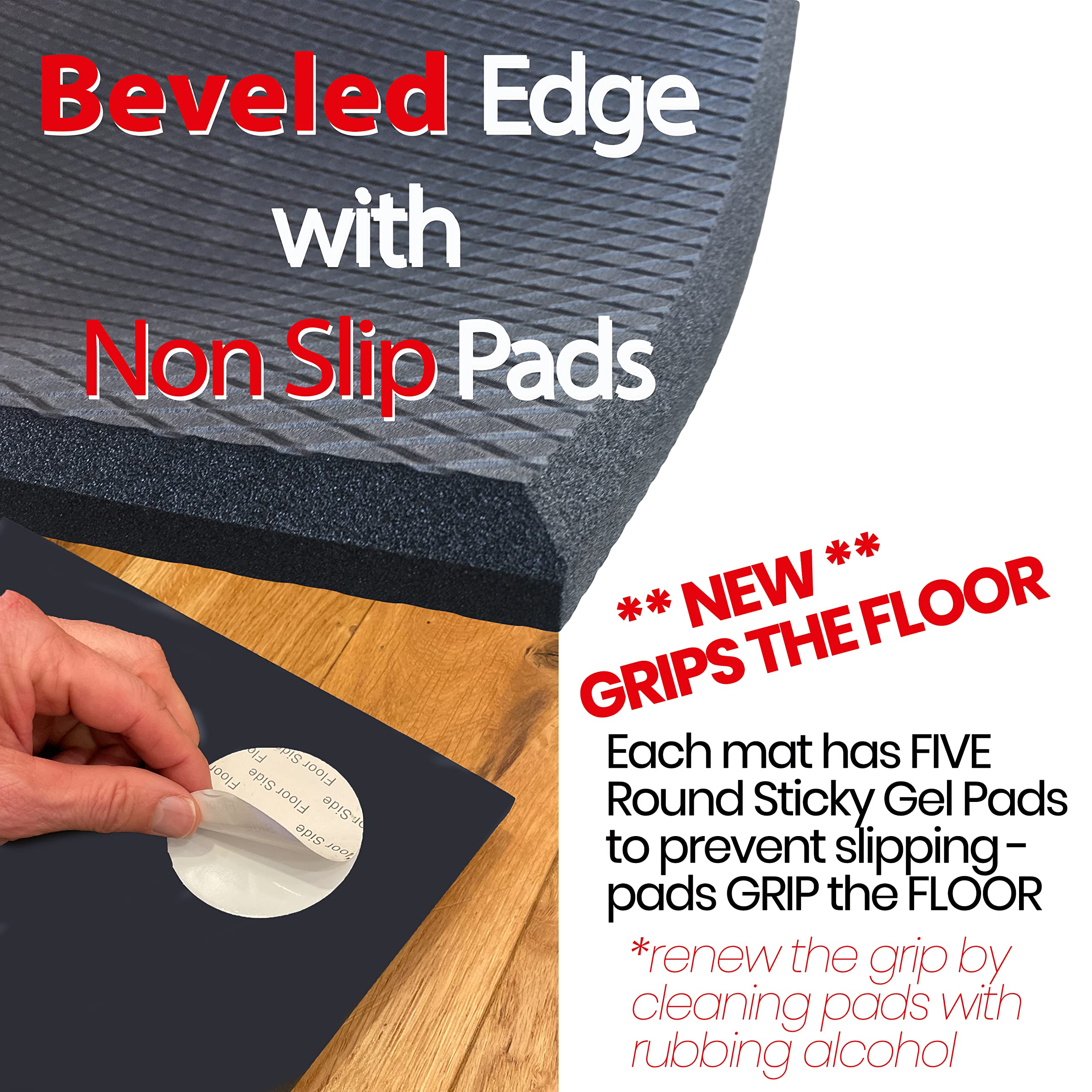 iPrimio Anti Fatigue Standing Mat, 1-inch Thick - Air Soft Ergonomic, Kitchen Sink Mat, Cushioned & Non-Slip Mats, for Standing Desk & Floor Comfort (36"x24")