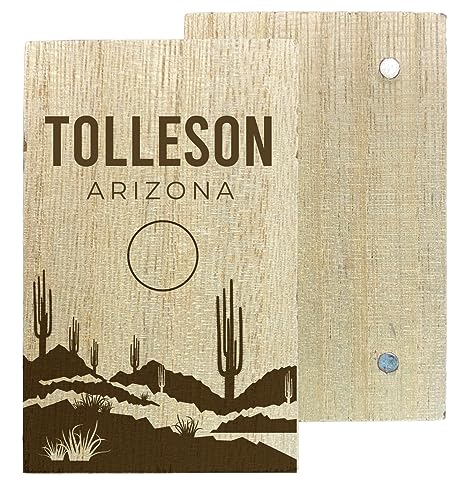 Tolleson Arizona Souvenir 2" x 3" Engraved Wooden Fridge Magnet Cactus Desert Design Single
