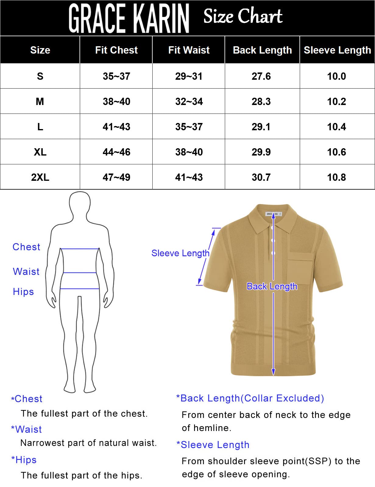 GRACE KARIN Men's Textured Knitted Bowling Polo Shirt Classic Short Sleeve Golf Shirts for Summer Orange L