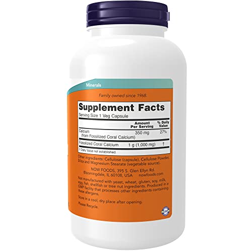NOW Supplements, Coral Calcium 1,000 mg, Bone Health*, Healthy pH Balance*, 250 Veg Capsules