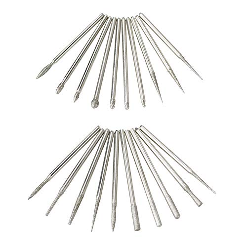 PHYHOO Diamond Burr Bits 2.35MM Diamond Drill Bit Glass Small Pipe Deburring Rotary Tool Accessories 90 Pieces