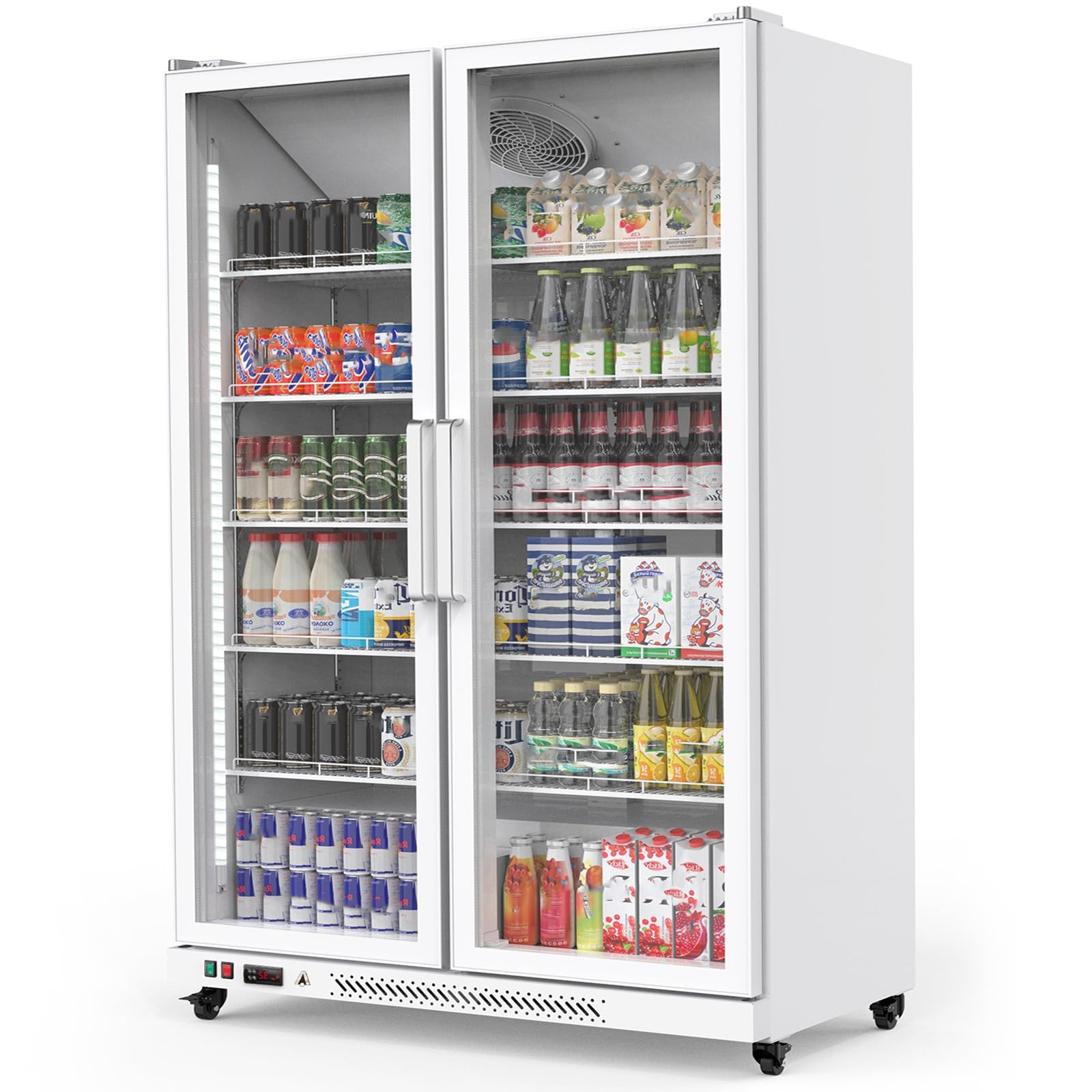 MERXENG Beverage Refrigerator, 28.3 Cu.ft Commercial Display Refrigerator Merchandiser for Home Restaurant Grocery Stores, 2 Glass Door Merchandiser Refrigerator, Back Bar Beverage Cooler