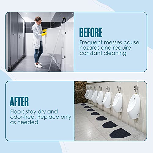 Houseables Urinal Mats, Floor Pads, 12 Pack, 17.25" x 20.5", Black, Blue, Homeplate, Polypropylene Fibers, Disposable, Splash Mat, Pee Pad, for Men’s Bathroom, Urine, Restroom, Eliminating Odor