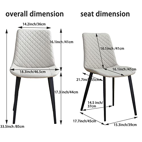 seonyou Beige Dining Chairs Set of 6 for Kitchen Dining Room, Upholstered Leather Mid Century Modern Dining Chair