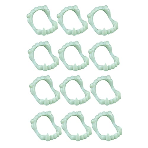 IFOTIME Teeth Halloween Luminous Denture Scary White Horror Teeth Green Fake Tooth Care Led Light Teeth (B, One Size)