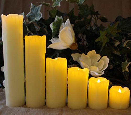LED Lytes Timer Candles Set of 6, 2" Wide, 2"- 9" Tall, Dripping Wax Affect and Amber Flame, LED Christmas Candles Flickering, Wax Candles for Holiday Home Decor and Wedding Decor Sets