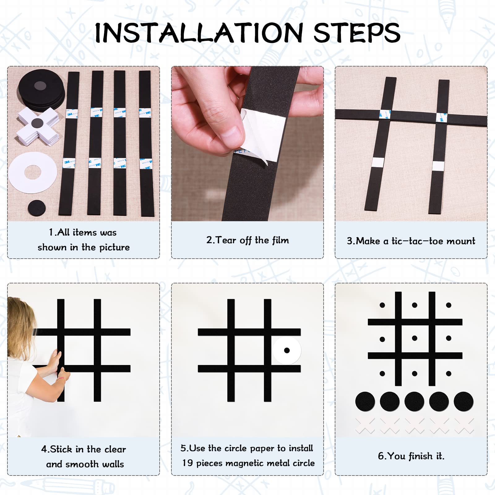 Magnetic Tic Tac Toe Wall-Mount Game
