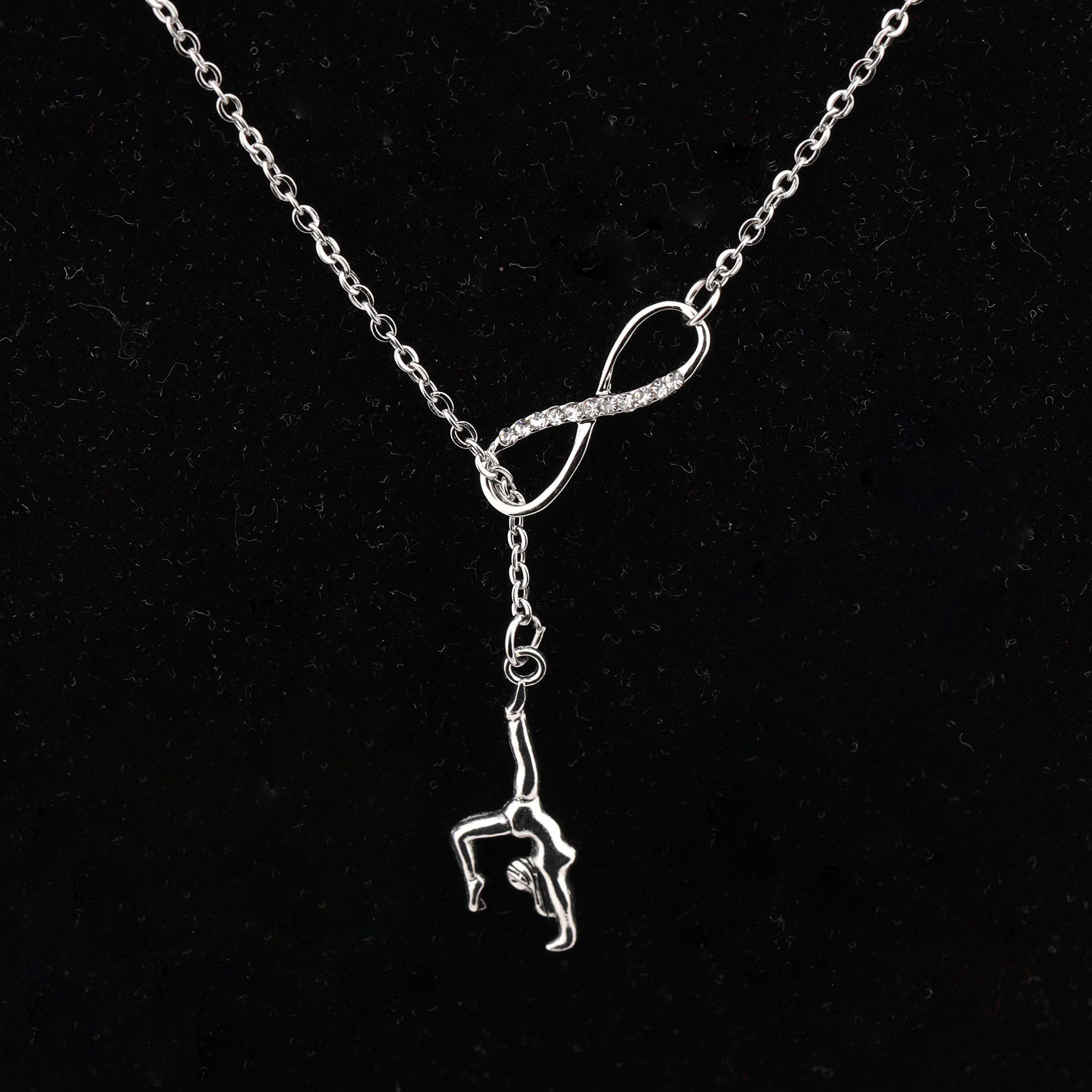 FUSTMW Gymnast Gift Gymnastics Y Necklace Infinity Love Charm Gymnast Jewelry Gymnastics Class Gift for Women