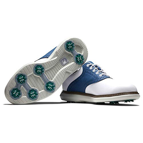 FootJoy Men's Traditions Previous Season Style Golf Shoe, White/Light Navy, 11