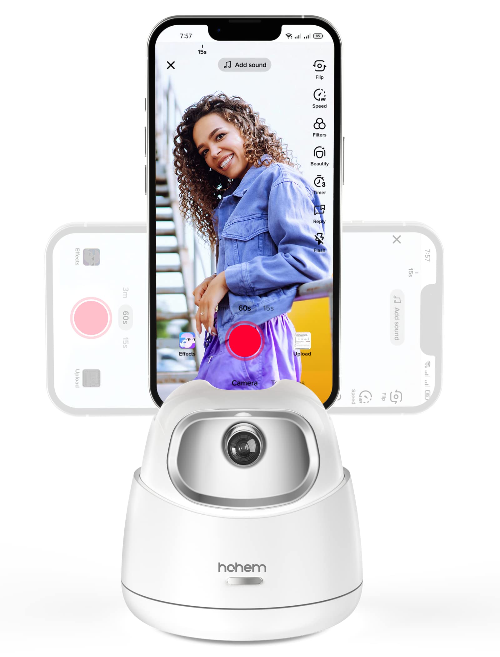 hohem GO Auto Face Tracking Tripod, No App Required, 360° and 30° Rotation 2-Axis AI Auto Tracking Phone Holder for Phone & Tablet, Gesture Control, Phone Stand for Live Streaming Vlog Video Recording