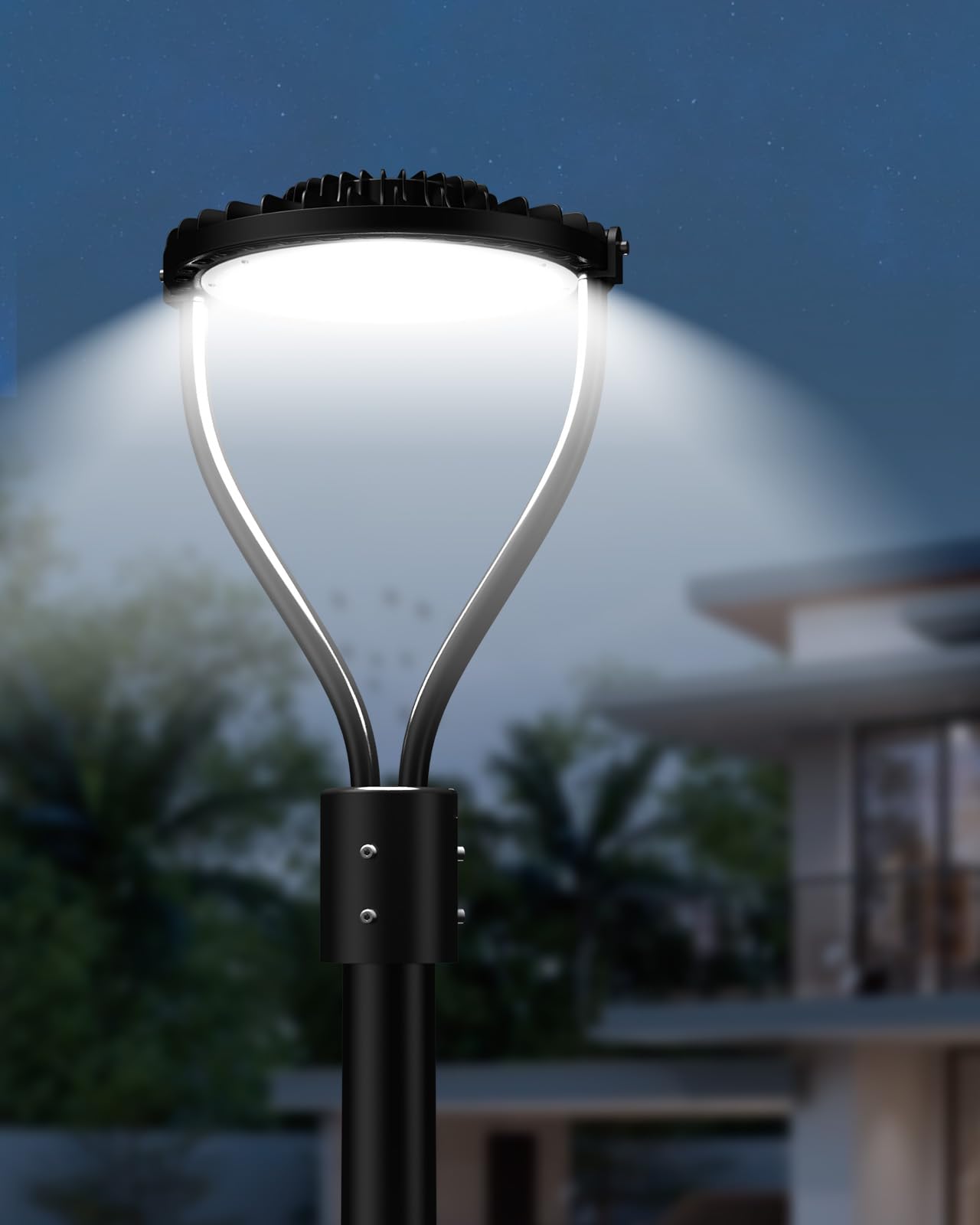 LED Post Top Light 150W, LED Circular Area Light 21000Lm 5000K LED Parking Lot Light, Outdoor Pole Lights Fixture for Garden Yard Street Lighting