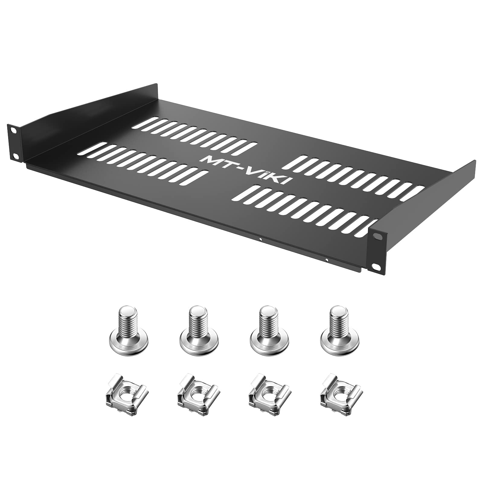 MT-VIKI 19 inch Rack Shelf, 1U Server Rack Shelf 10" deep- Universal Vented Rack Mount Cantilever Tray for 19" Network Equipment Rack & Cabinet- Sturdy (1 Pack)